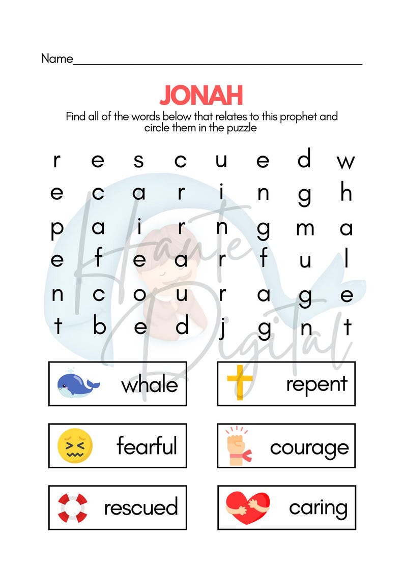 Bible Word Search (prophets) - Pintable Word Search Book Games for Kids ...