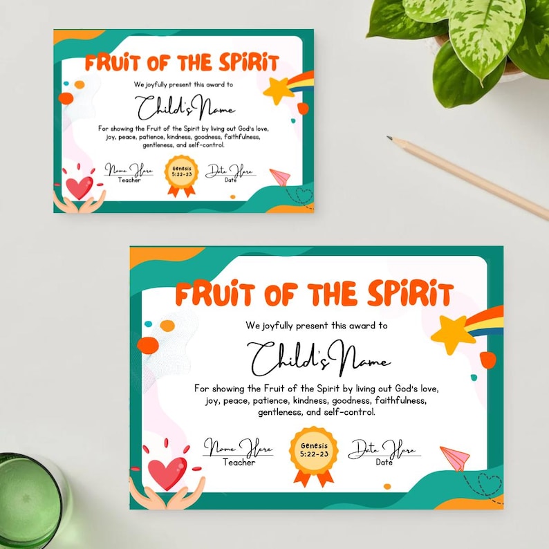 Editable Fruit of the Spirit Certificate: Christian Kids Printable ...