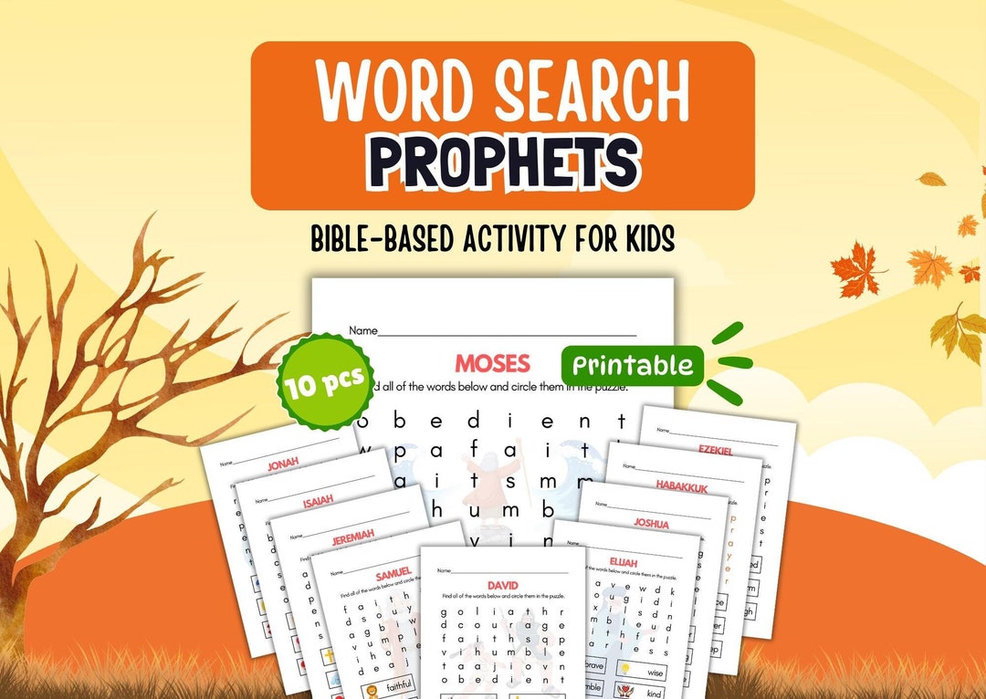 Bible Word Search (prophets) - Pintable Word Search Book Games for Kids ...