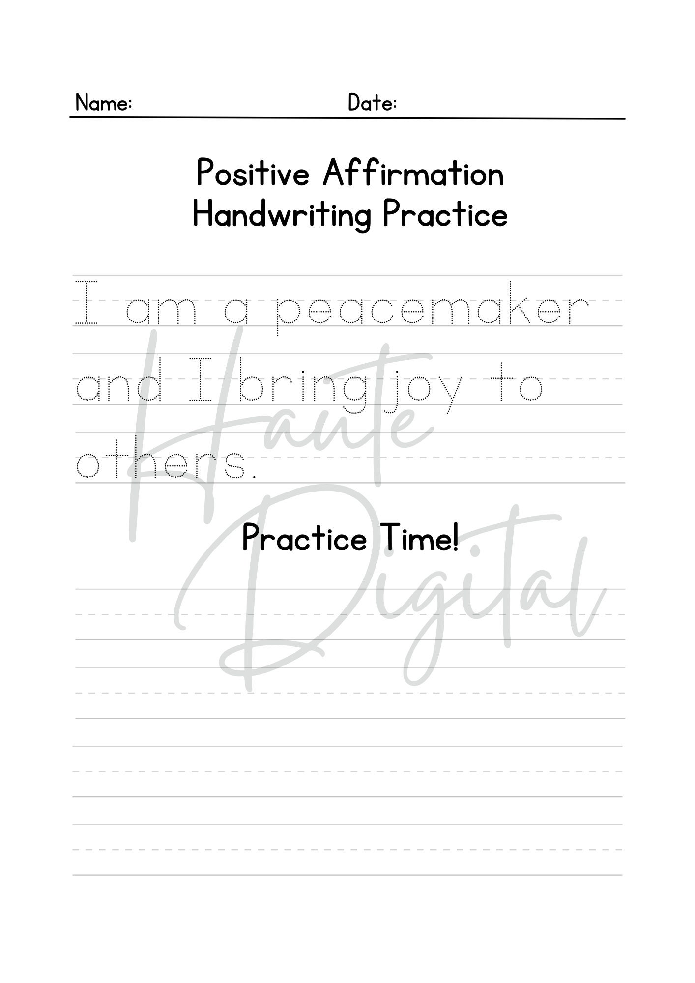 Bible Positive Affirmation Handwriting Practice, Tracing Worksheet ...