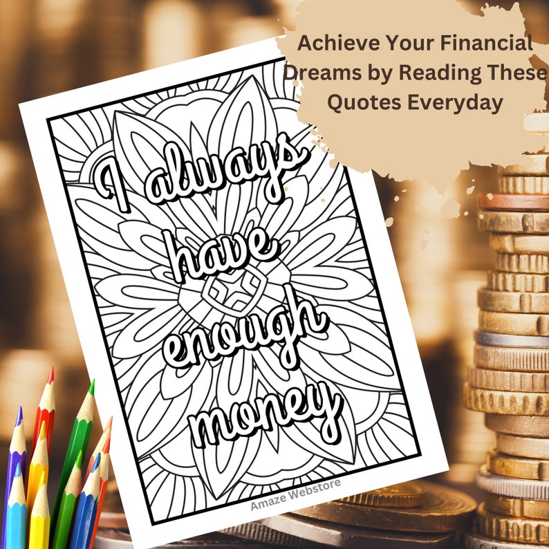 Money Affirmation Coloring Pages for Adults With Mandala Patterns ...