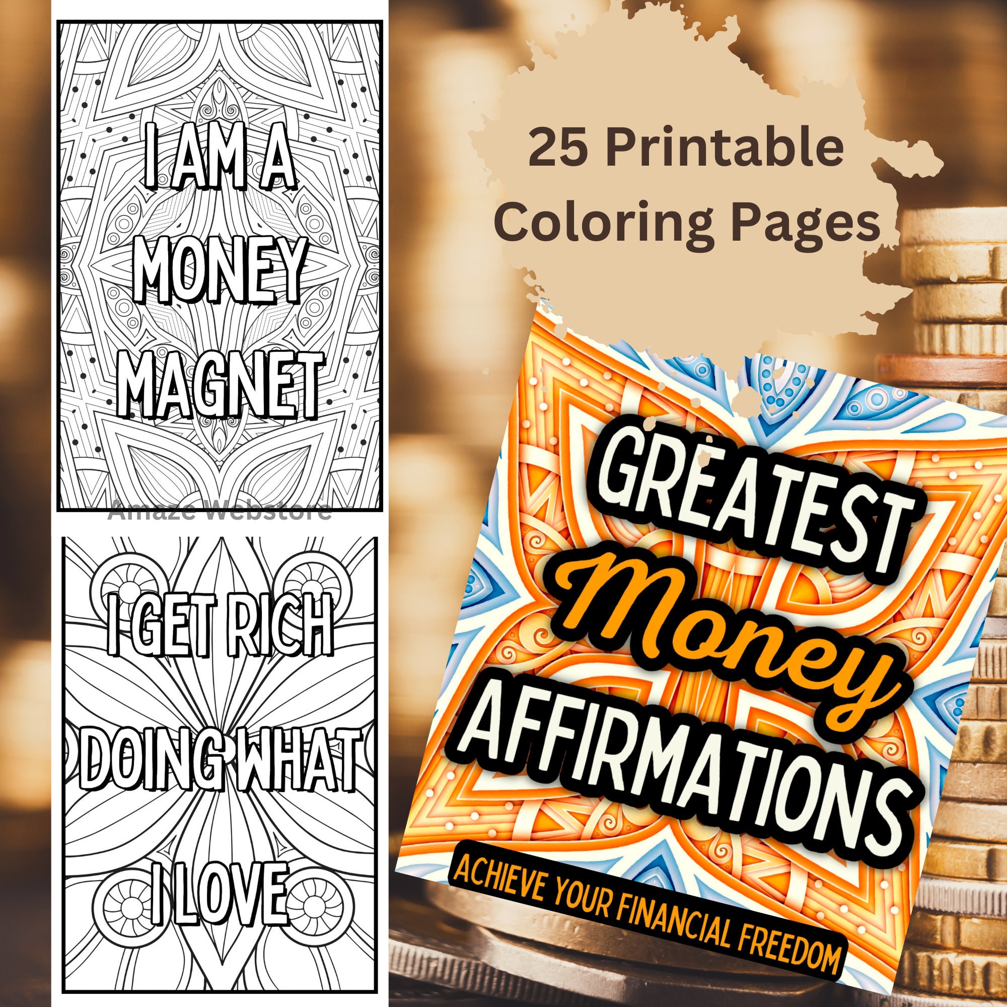 Money Affirmation Coloring Pages for Adults With Mandala Patterns ...