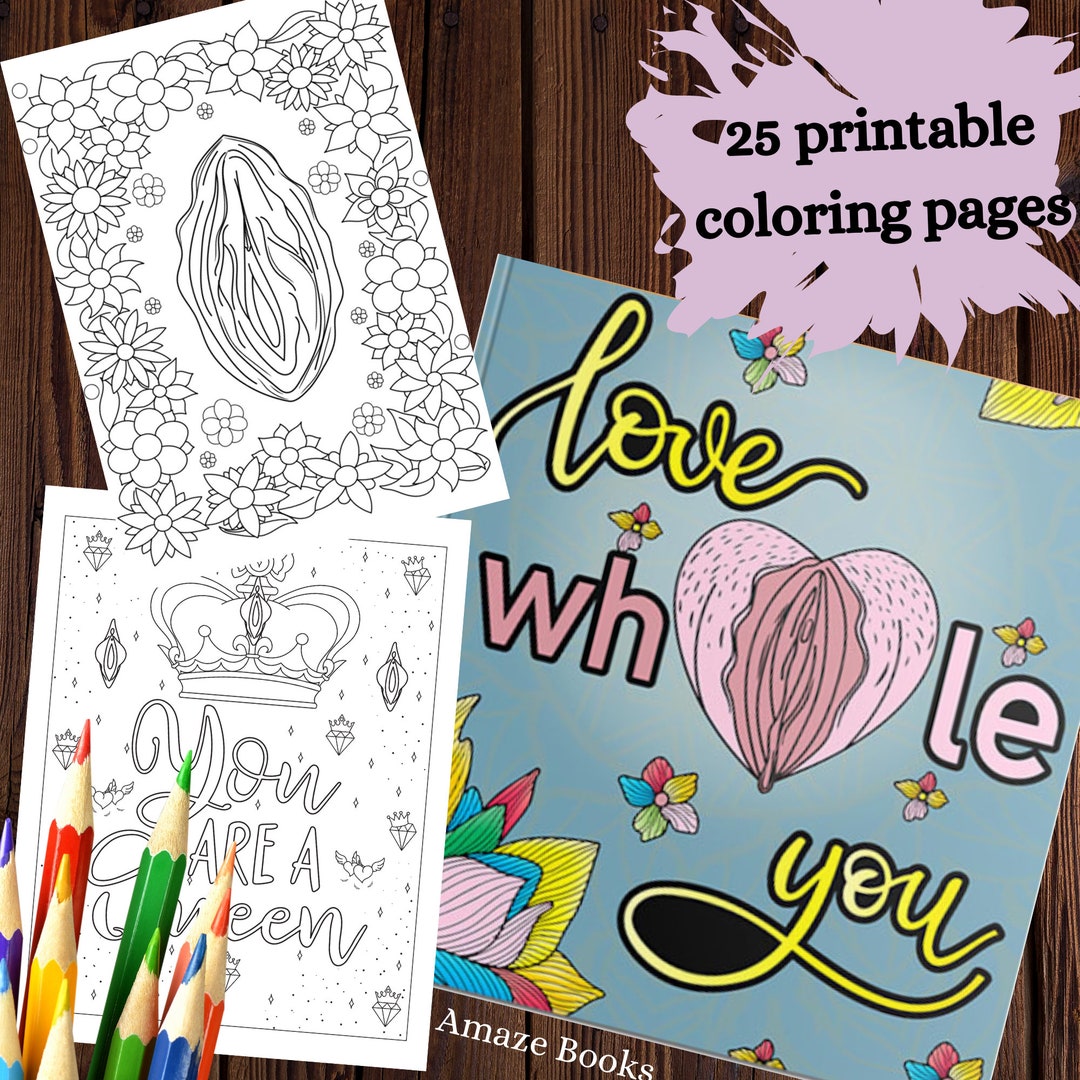 Vagina Coloring Book Coloring Pages For Adults With Grayscale Etsy