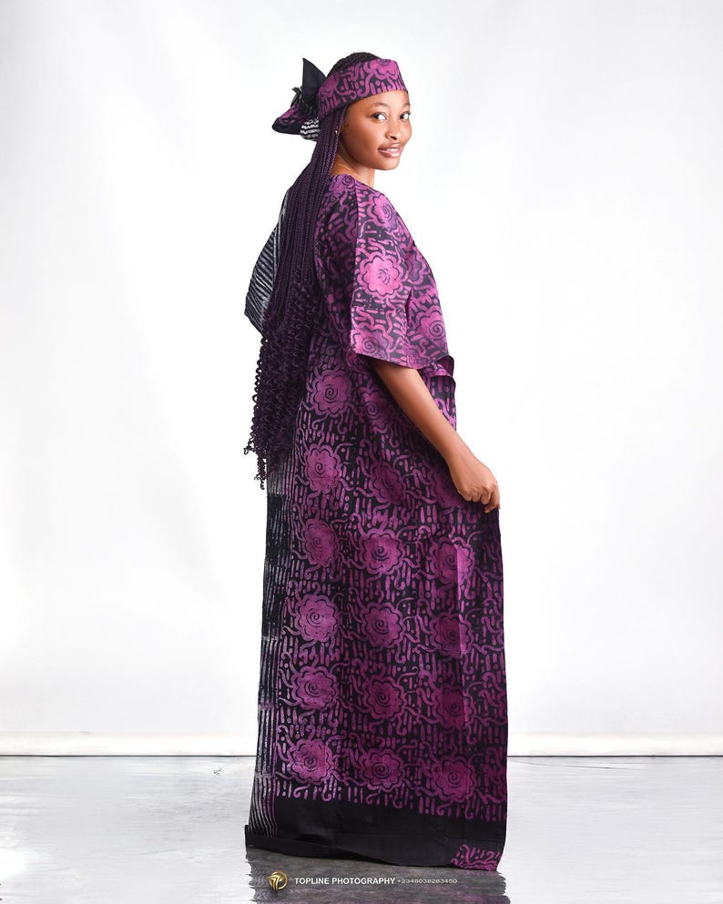 Morenike Adire African Tie-dye Print Boubou Kaftan Style - Etsy