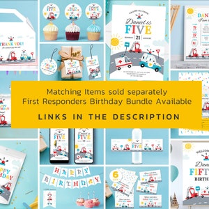 First Responders Birthday Invite, PRINTABLE First Responders Theme ...