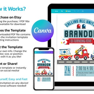 First Responders Birthday Invite, PRINTABLE First Responders Theme ...