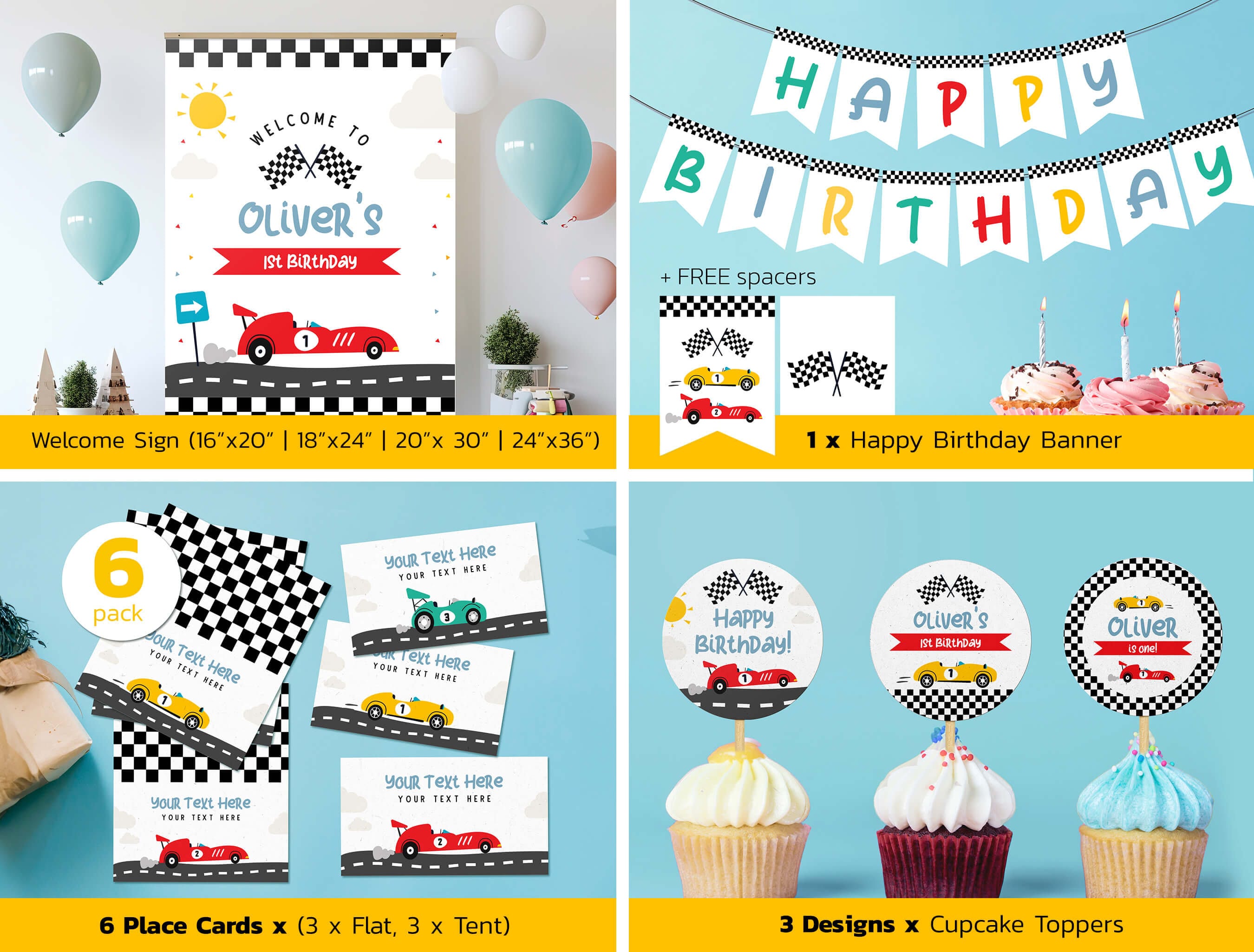 Race Car Party Favors, Fast One Birthday Bundle, First Birthday Party ...