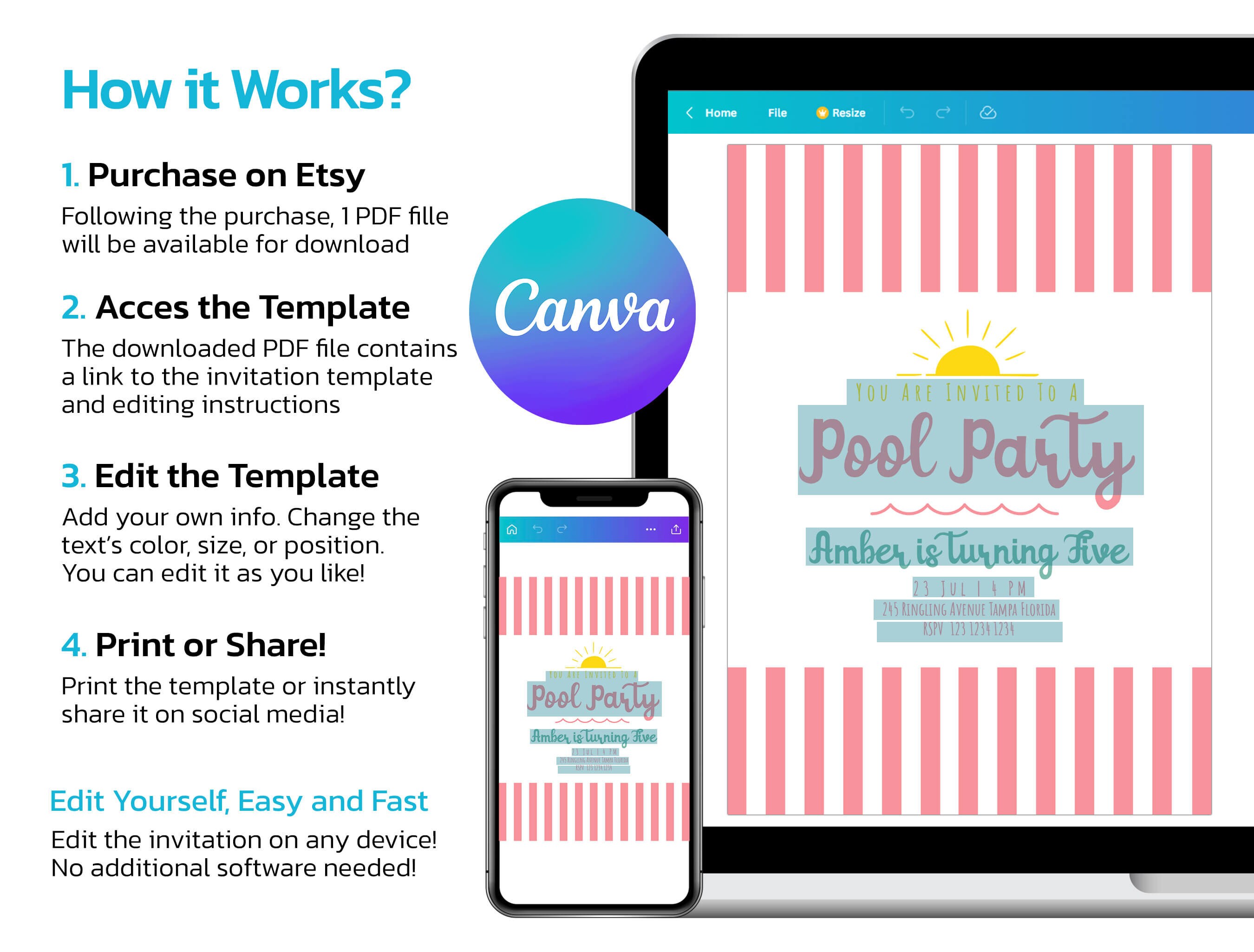 Pool Party Invitation Textable Swim Party Invite Pool - Etsy