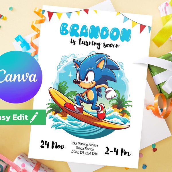 Sonic Birthday Pool Invitation - Etsy