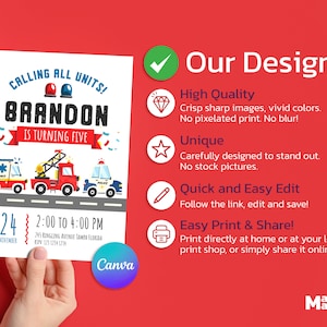 First Responders Birthday Invite, PRINTABLE First Responders Theme ...