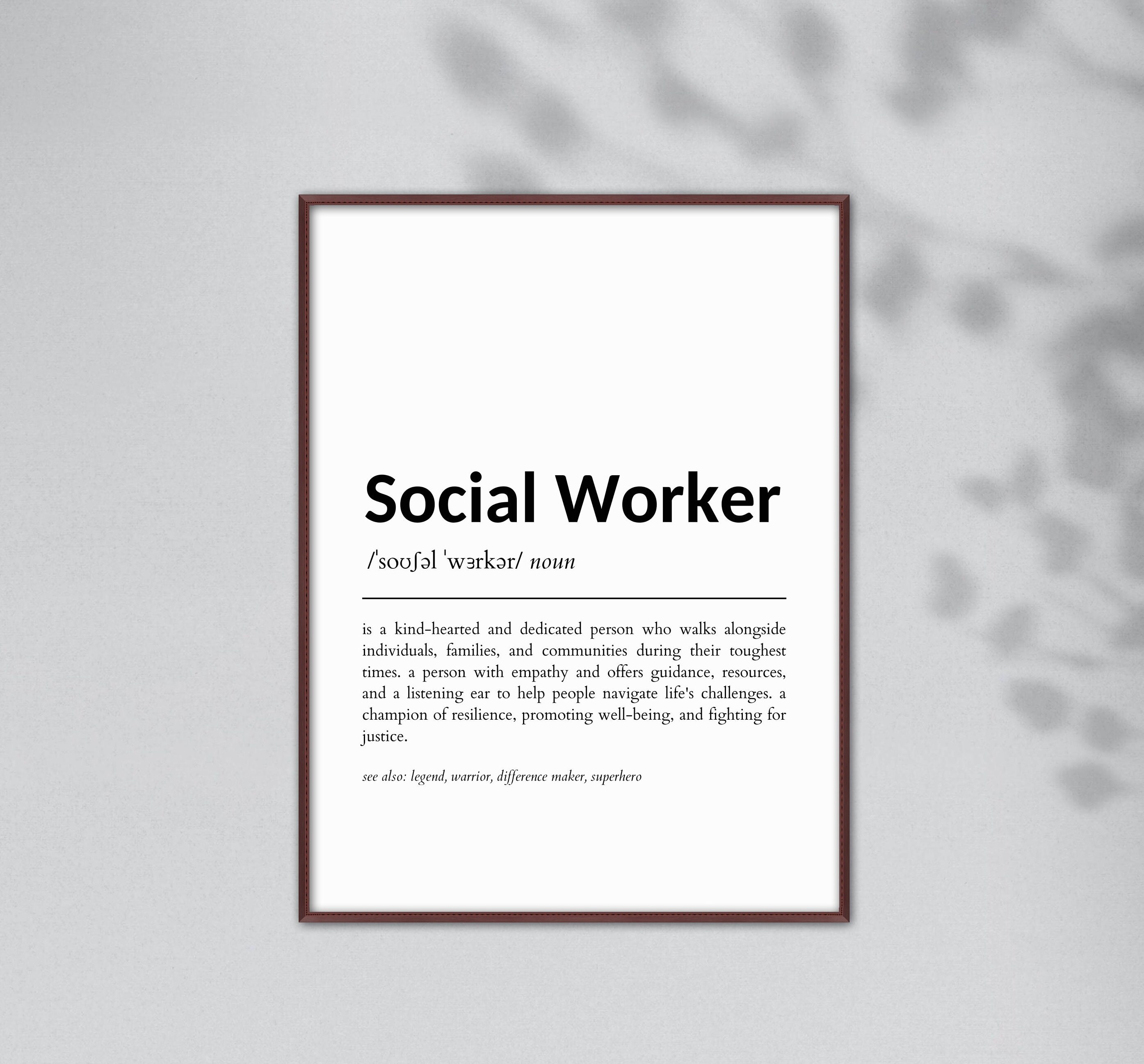 Social Worker Definition Printable, Social Worker Wall Art Gifts ...