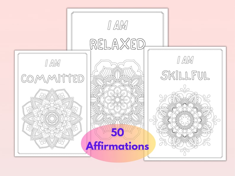 50 Positive Affirmations Colouring Pages, Self-love Colouring ...