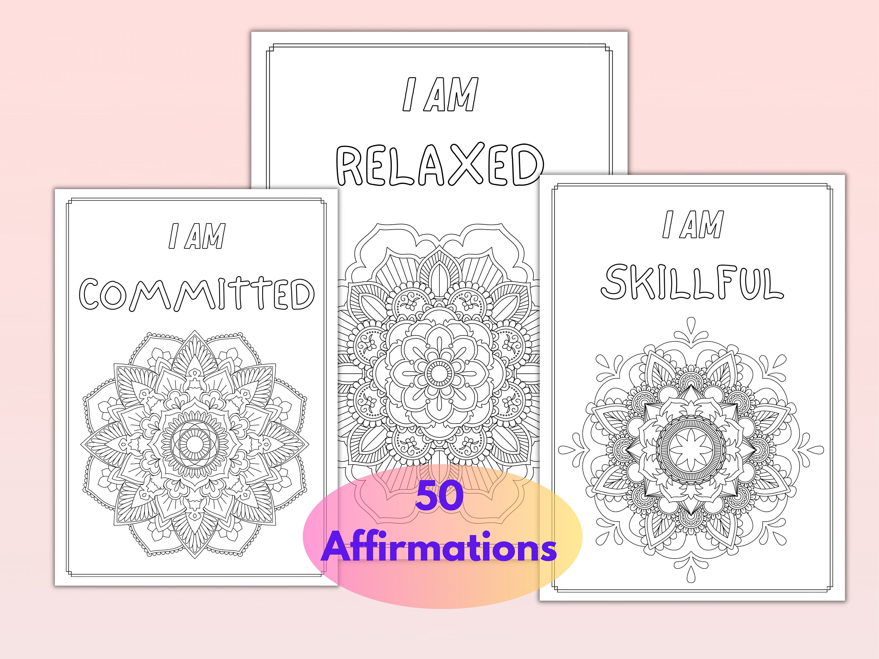 50 Positive Affirmations Colouring Pages, Self-love Colouring ...