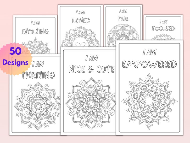 50 Positive Affirmations Colouring Pages, Self-love Colouring ...