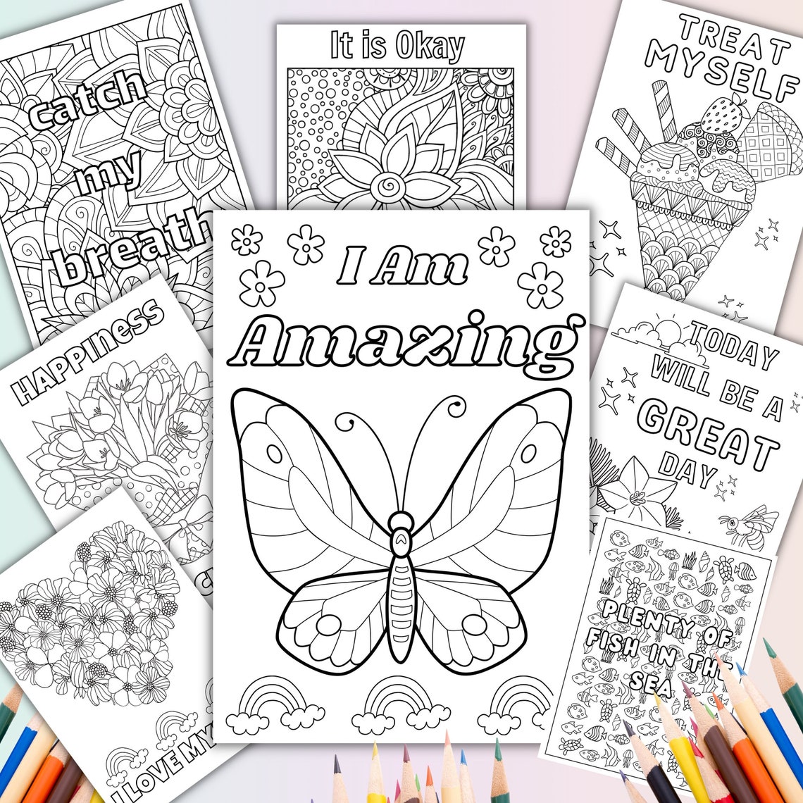 Positive Mindset Coloring Sheets, Printable Self-love Positivity ...