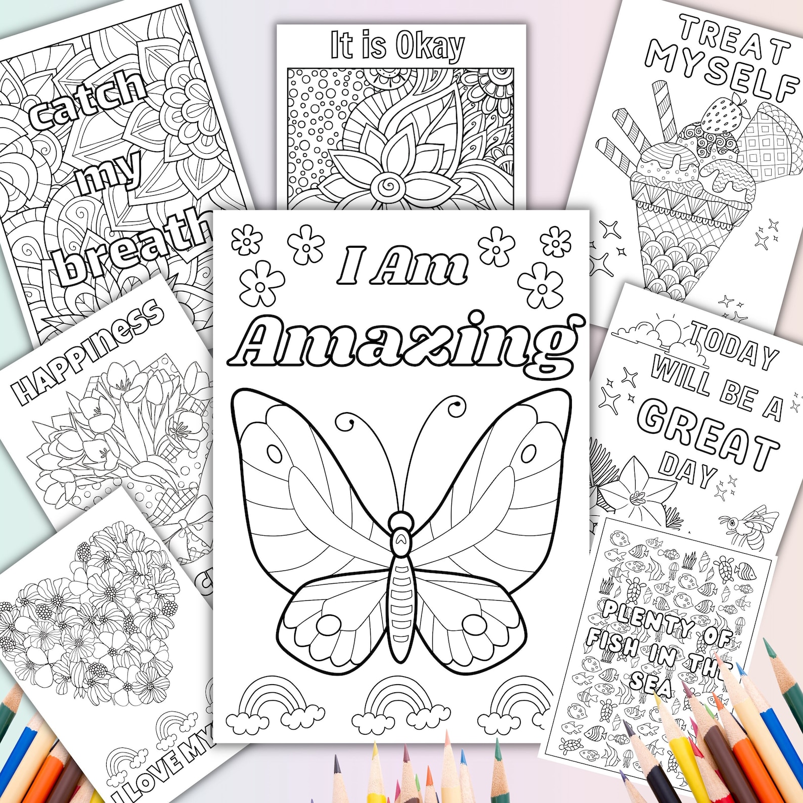 Positive Mindset Coloring Sheets, Printable Self-love Positivity ...