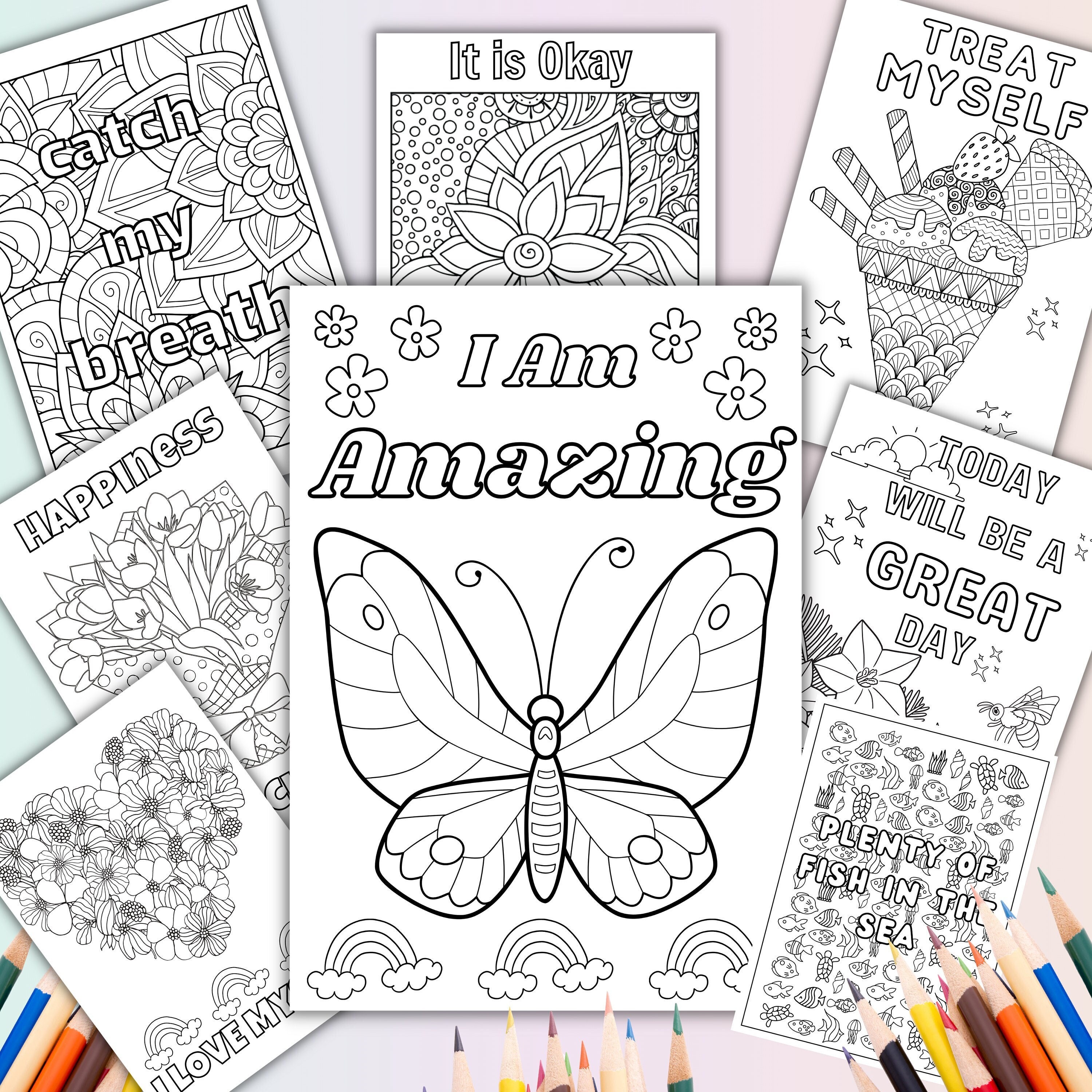 Positive Mindset Coloring Sheets, Printable Self-love Positivity ...