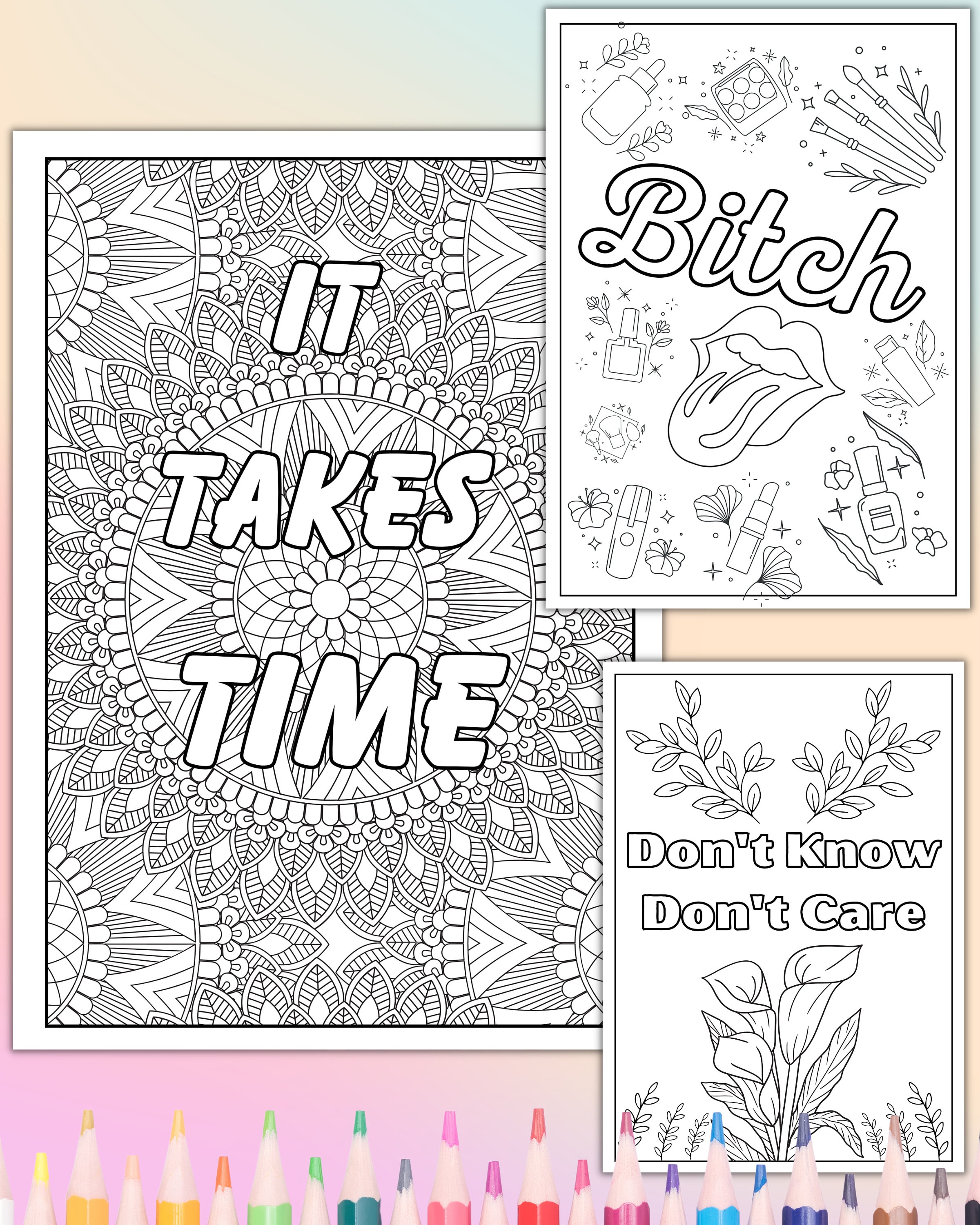 Funny Adult Colouring Pages Printable, A4 Swear Word Colouringbook ...