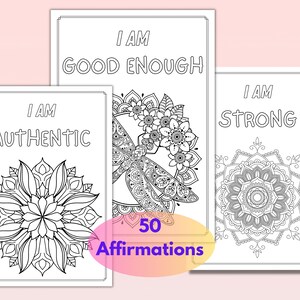 50 Positive Affirmations Colouring Pages, Self-love Colouring ...