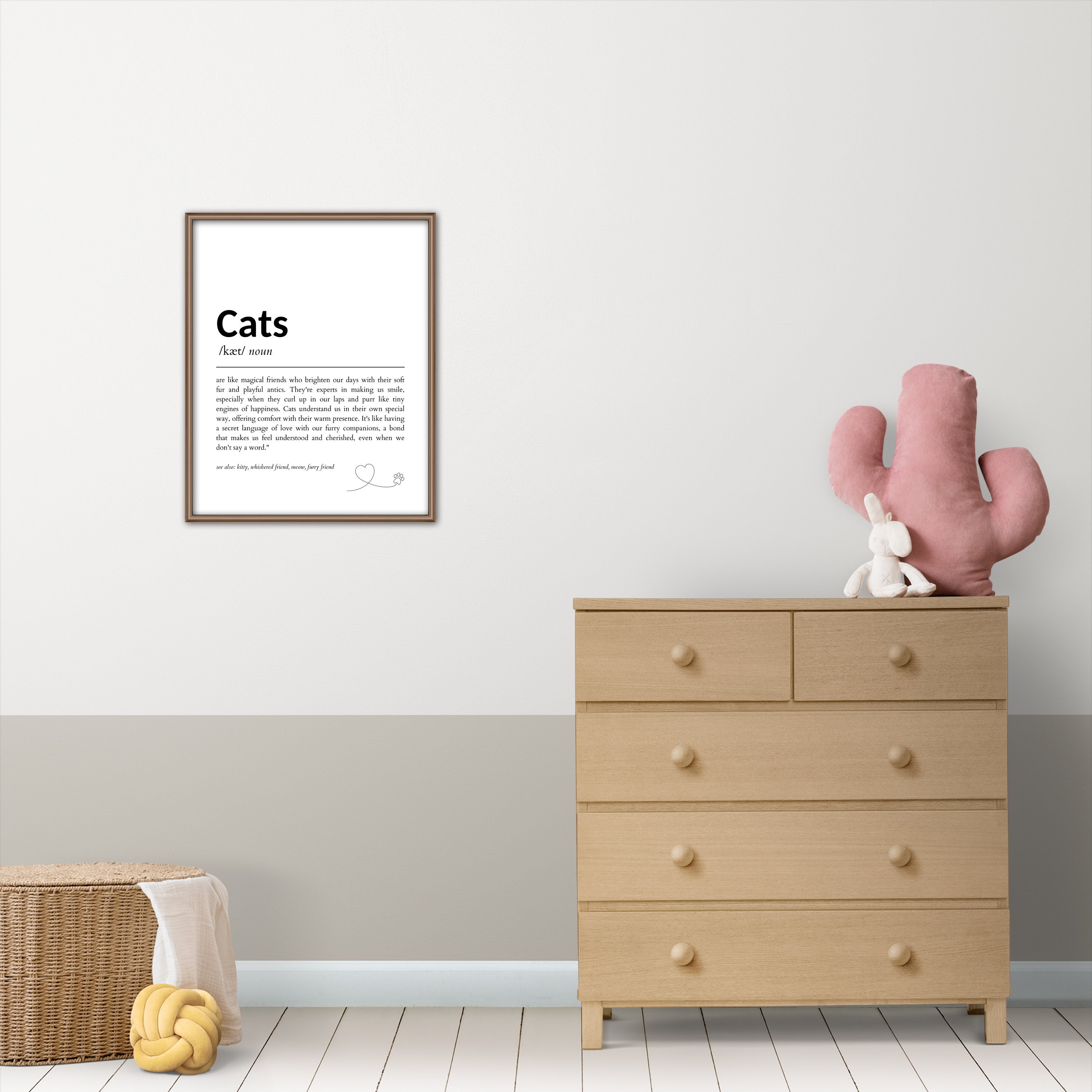 Cat Definition Art Printable, Feline Inspired Home Decor, Cat Lover Gifts, Modern Cat Wall Decor ...