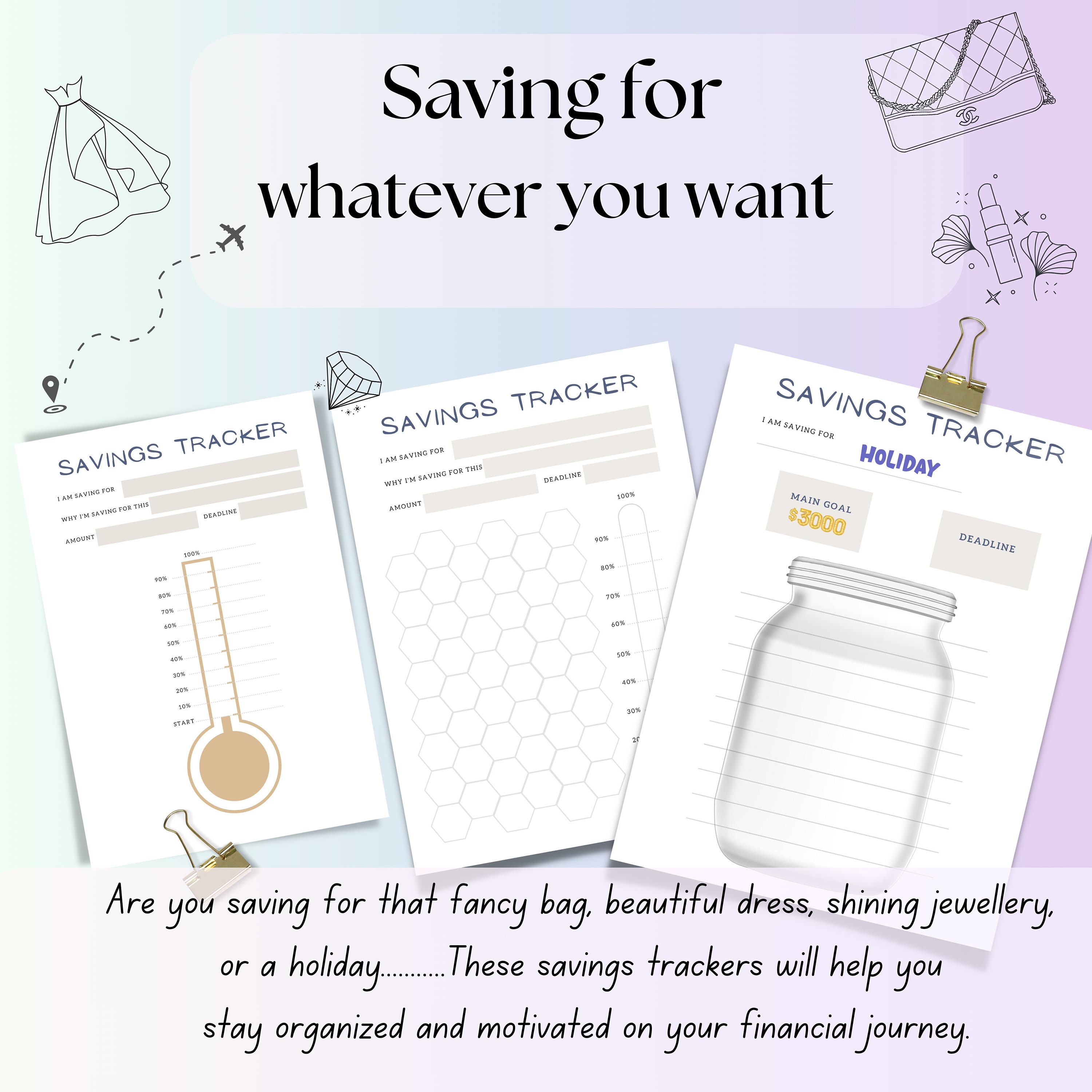 Fun Savings Trackers, A4 Printable Savings Template, Easy Saving Goals ...