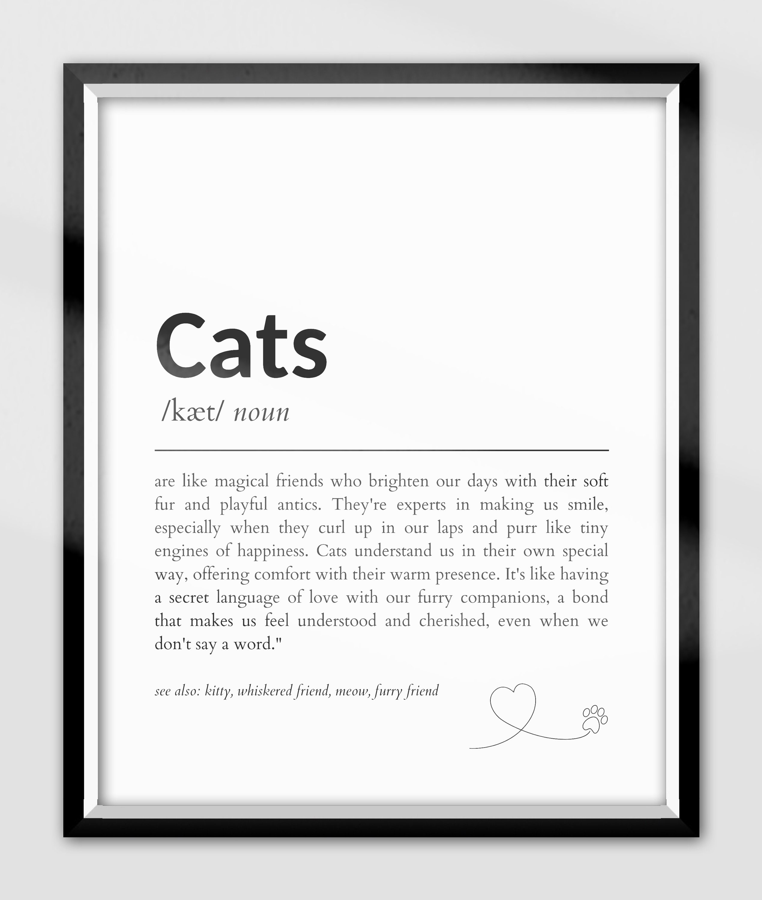 Cat Definition Art Printable, Feline Inspired Home Decor, Cat Lover ...