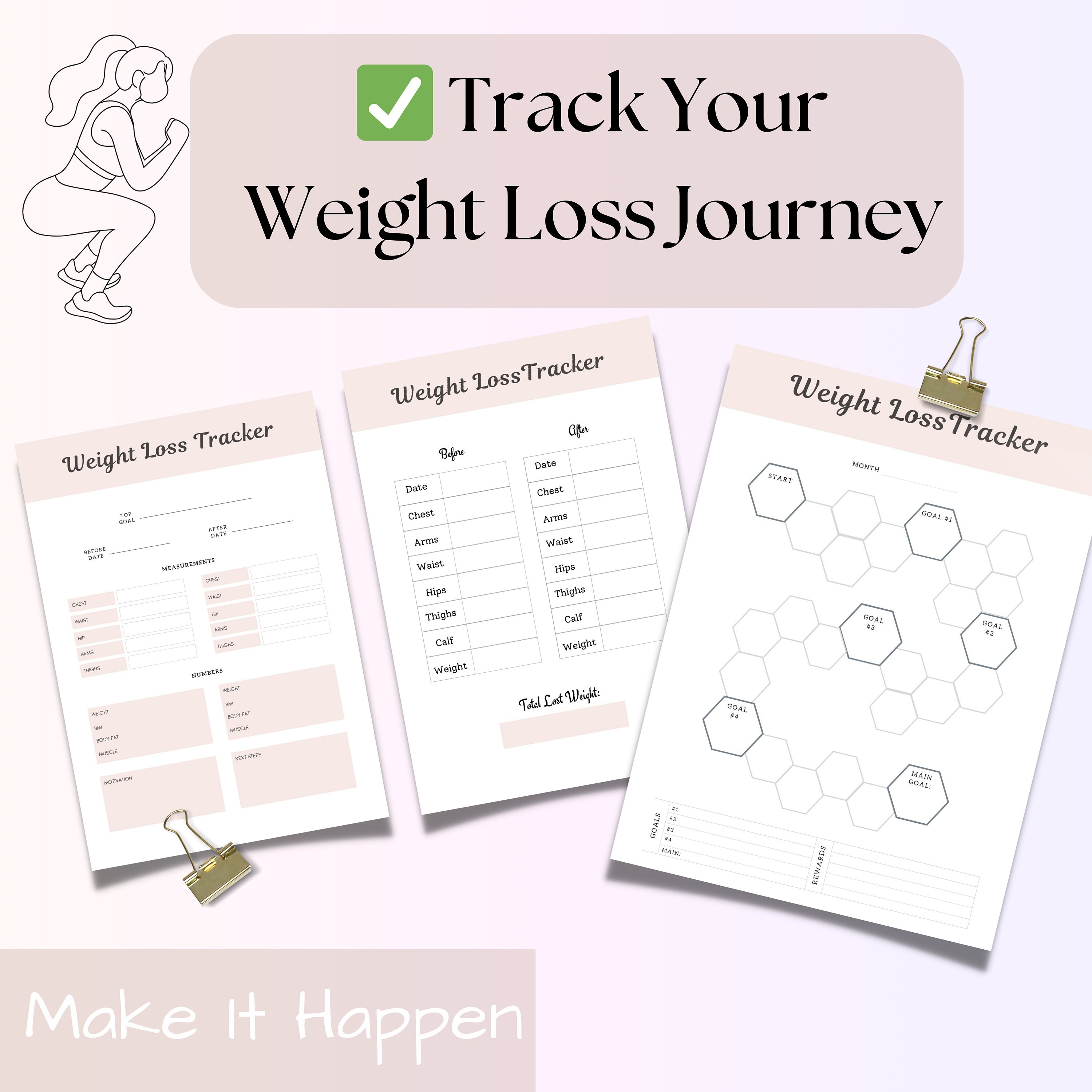 Ultimate Printable Fitness Planner, Weight Loss Tracker, Meal Planner ...