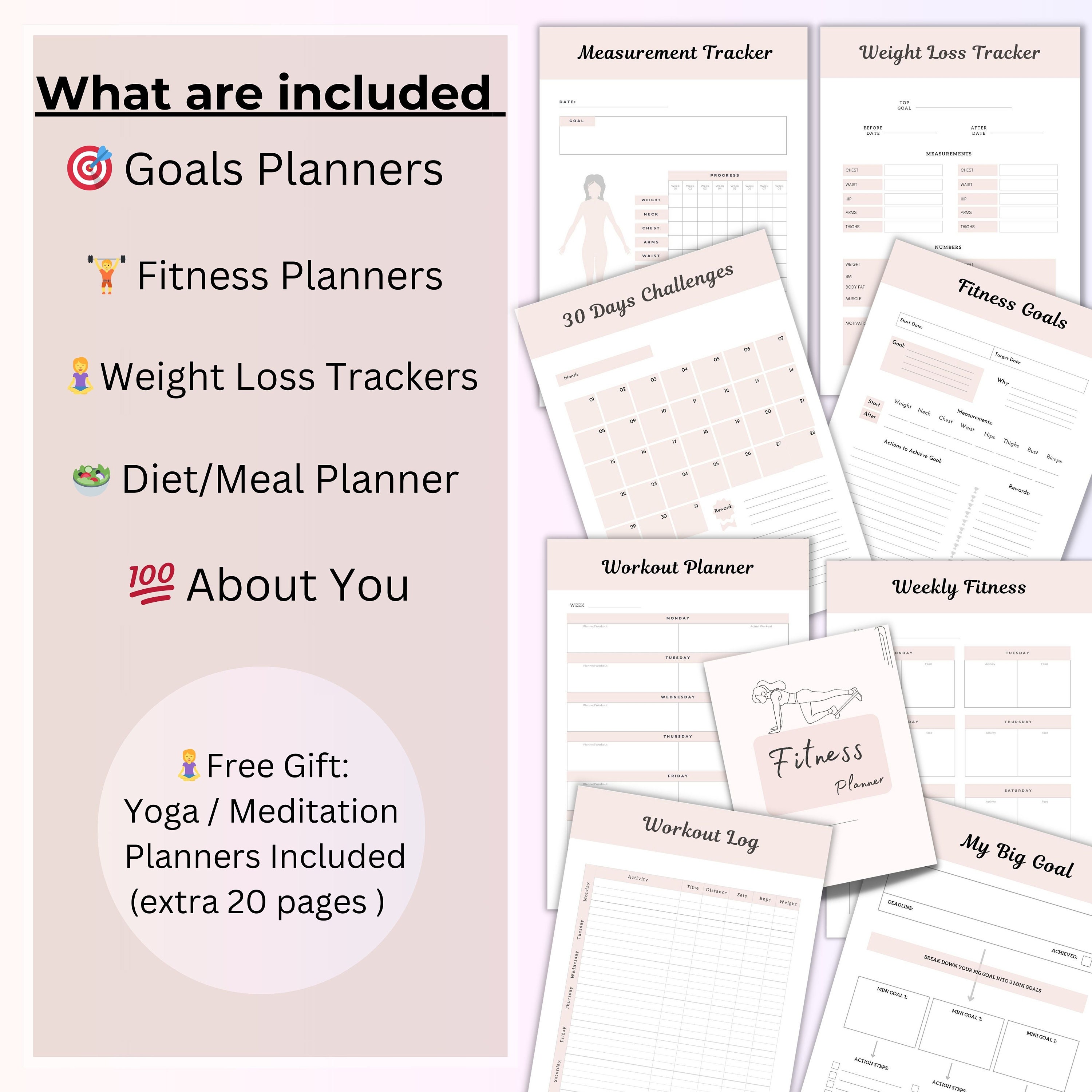 Ultimate Printable Fitness Planner, Weight Loss Tracker, Meal Planner ...