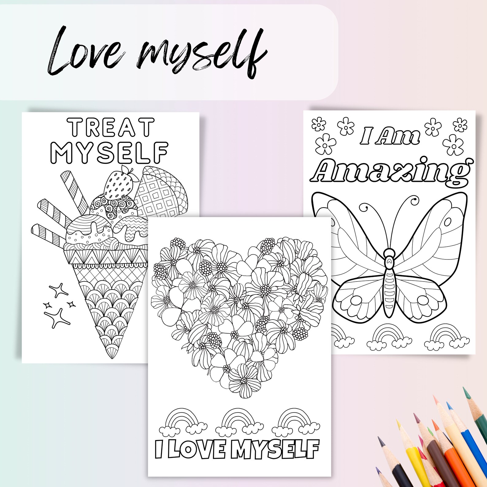 Positive Mindset Coloring Sheets, Printable Self-love Positivity ...