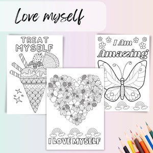 Positive Mindset Coloring Sheets, Printable Self-love Positivity ...