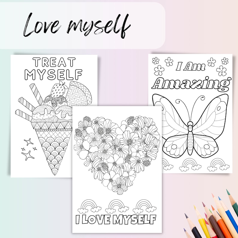 Positive Mindset Coloring Sheets, Printable Self-love Positivity ...