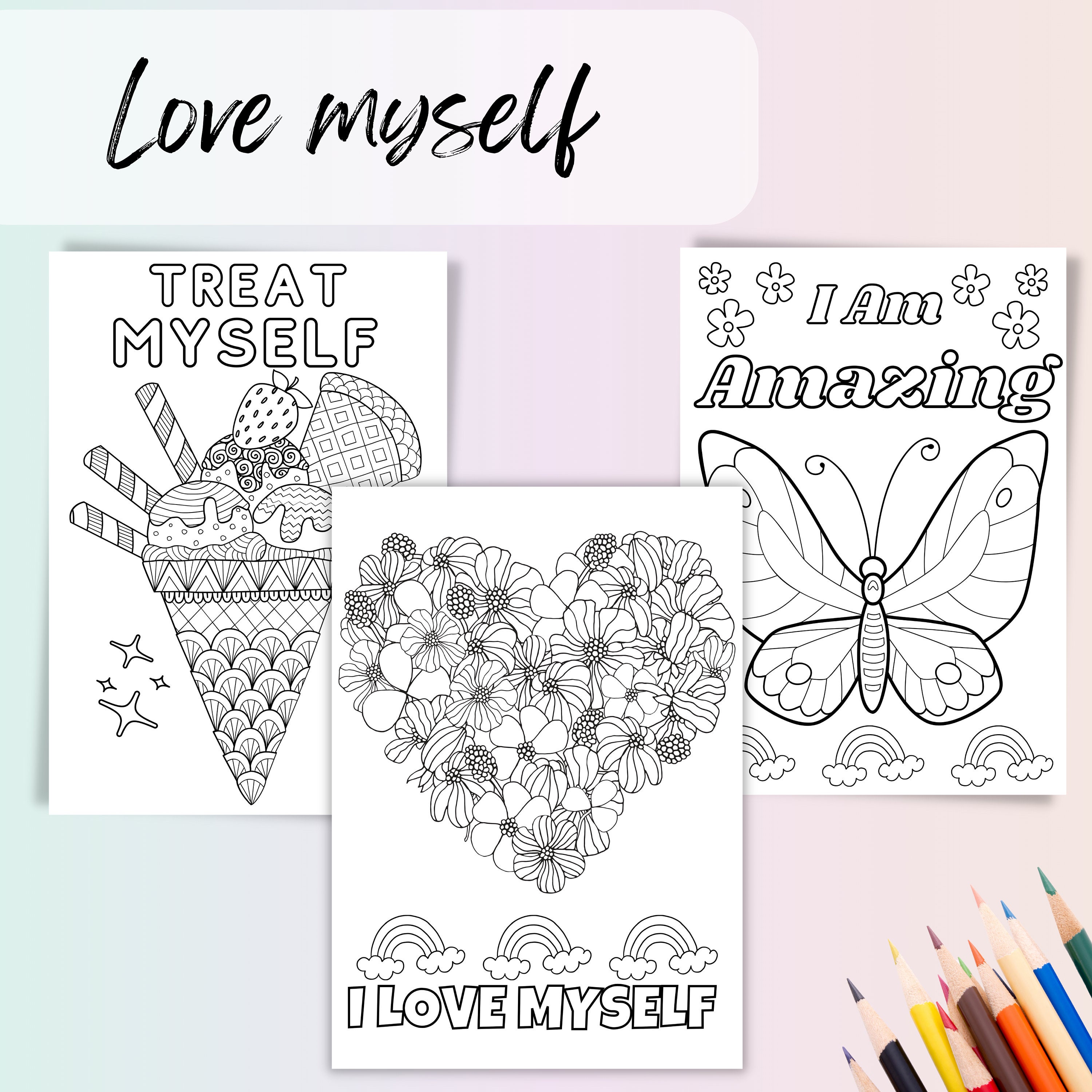 Positive Mindset Coloring Sheets, Printable Self-love Positivity ...