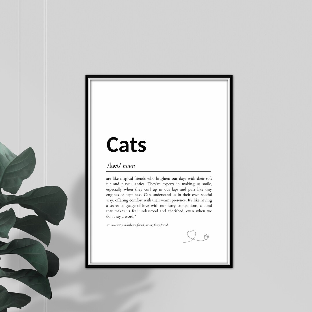 Cat Definition Art Printable, Feline Inspired Home Decor, Cat Lover ...