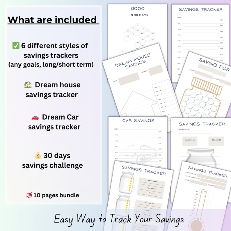 Fun Savings Trackers, A4 Printable Savings Template, Easy Saving Goals ...