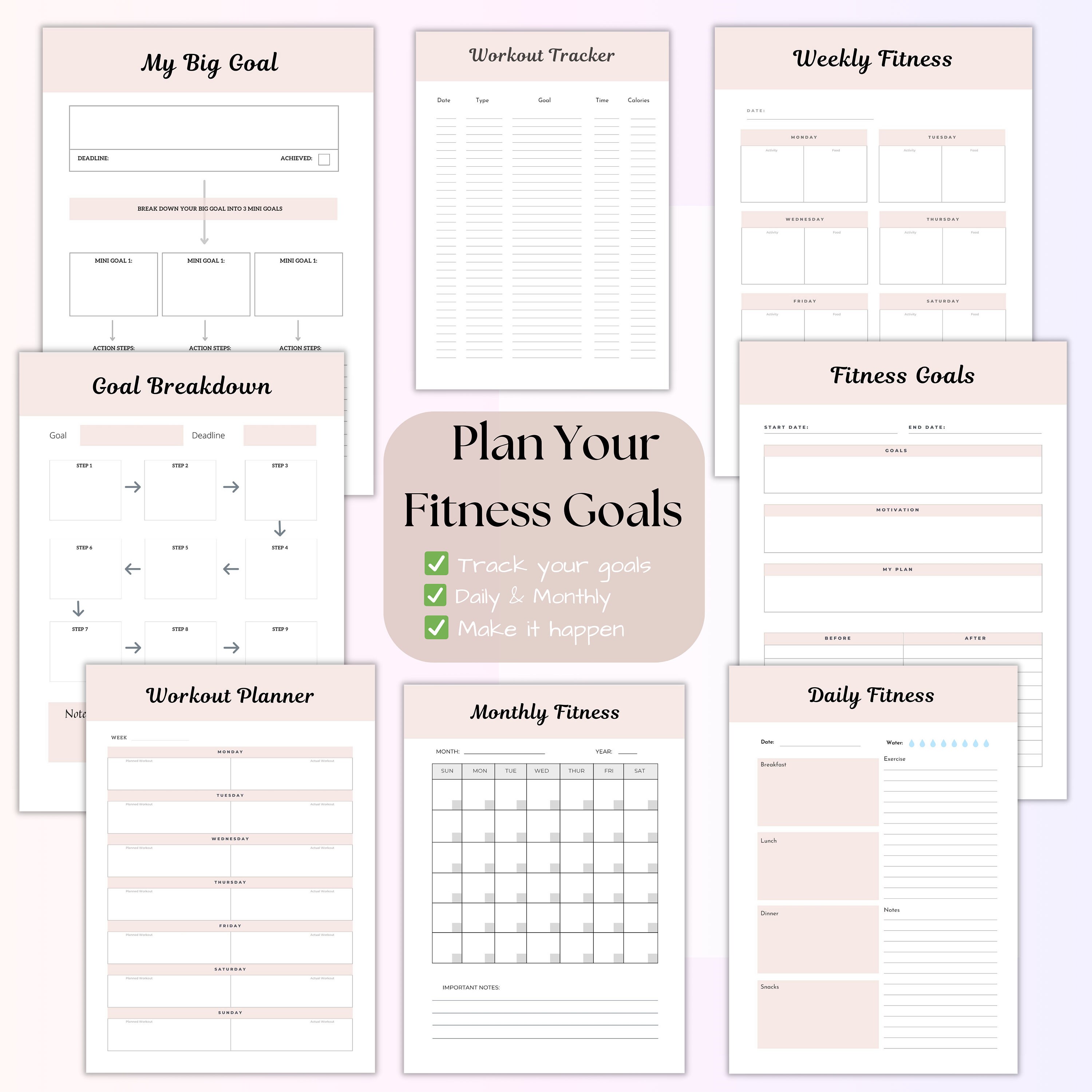 Ultimate Printable Fitness Planner, Weight Loss Tracker, Meal Planner ...