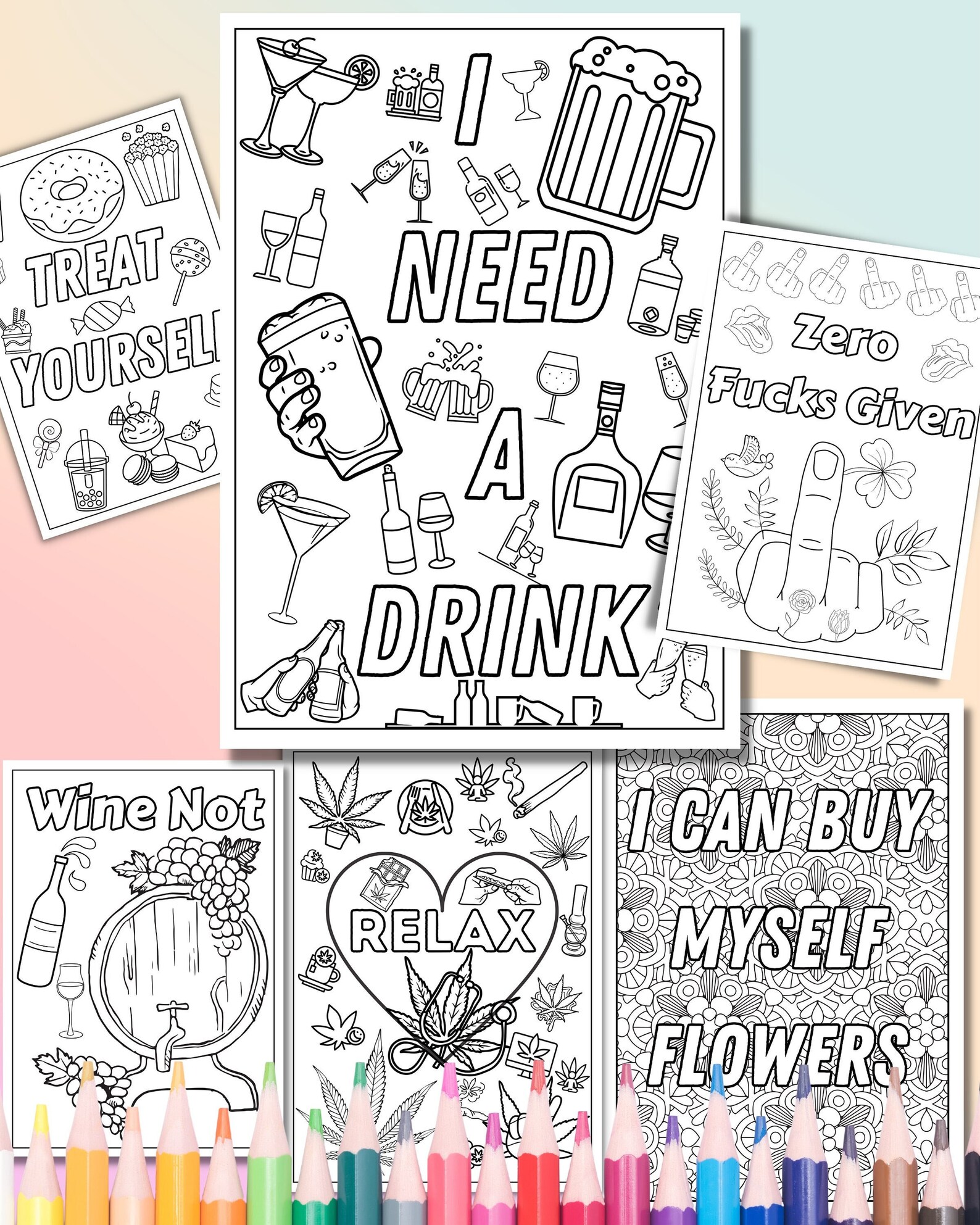 Funny Adult Colouring Pages Printable, A4 Swear Word Colouringbook ...