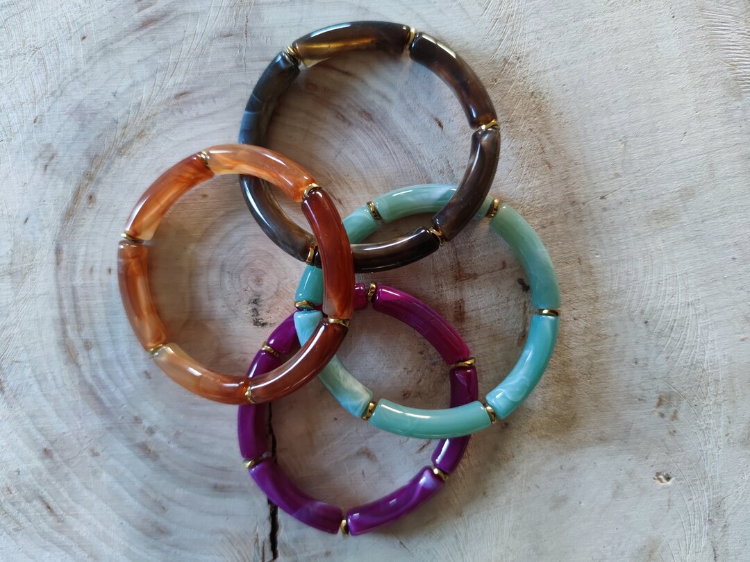 Fine Tube Bead Bangle Bracelets - Etsy