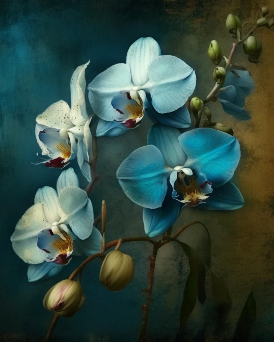 Orchid Painting Set of 4, Original Wall Art, Oil Painting Flower, Art ...