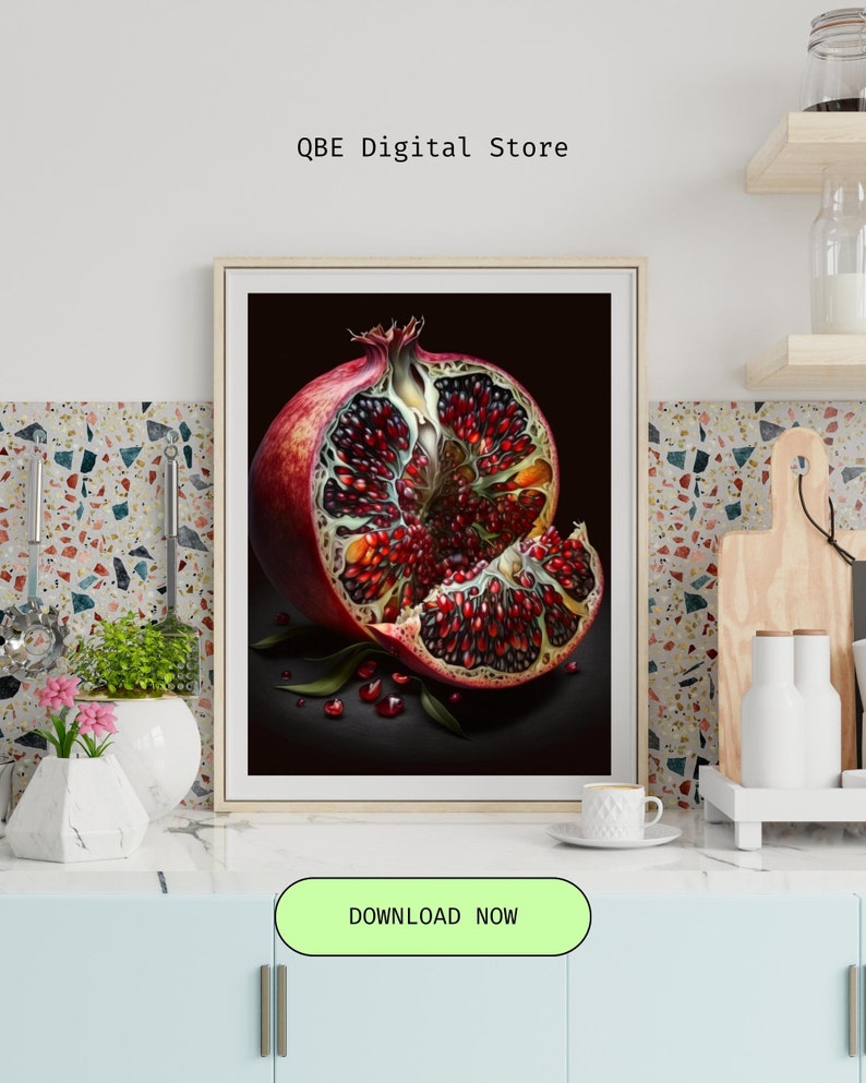 Pomegranate Oil Painting Picture With Black Background, Abstract ...