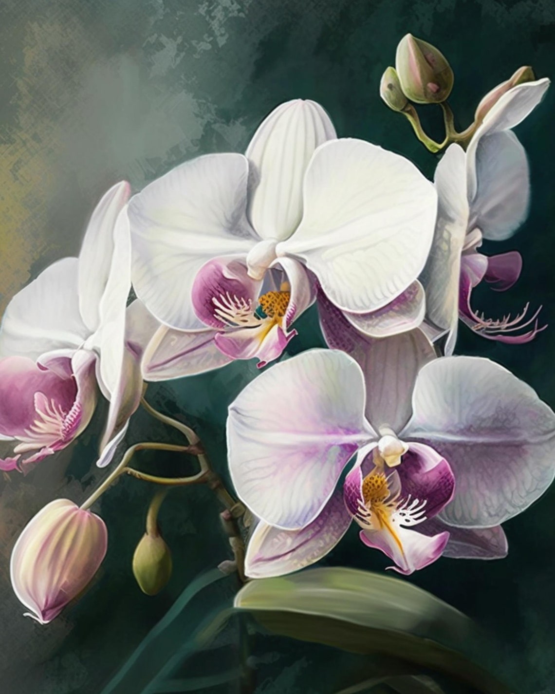 Orchid Painting Set of 4, Original Wall Art, Oil Painting Flower, Art ...