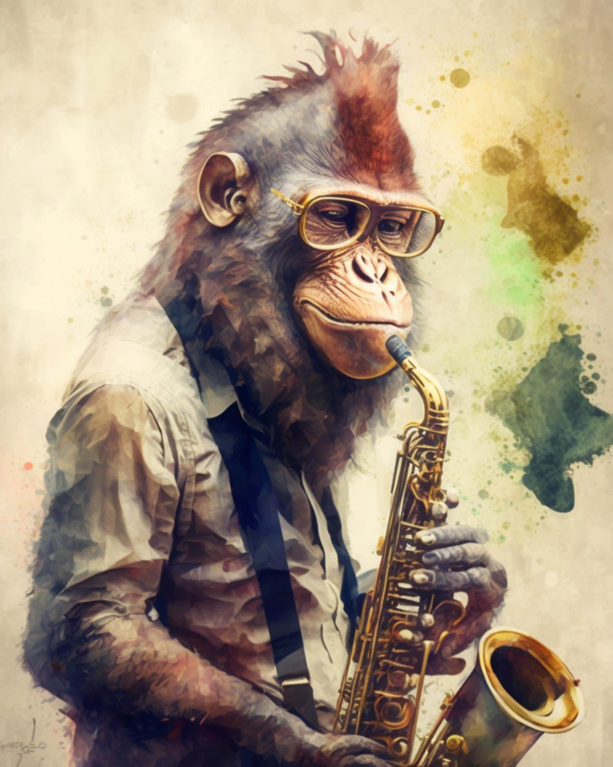 Mothers Day Gifts, Oil Paintings of a Saxophone-playing Monkeys ...