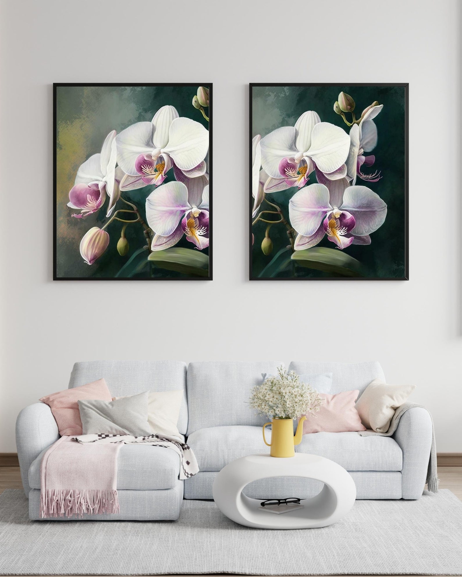 Orchid Painting Set of 4, Original Wall Art, Oil Painting Flower, Art ...