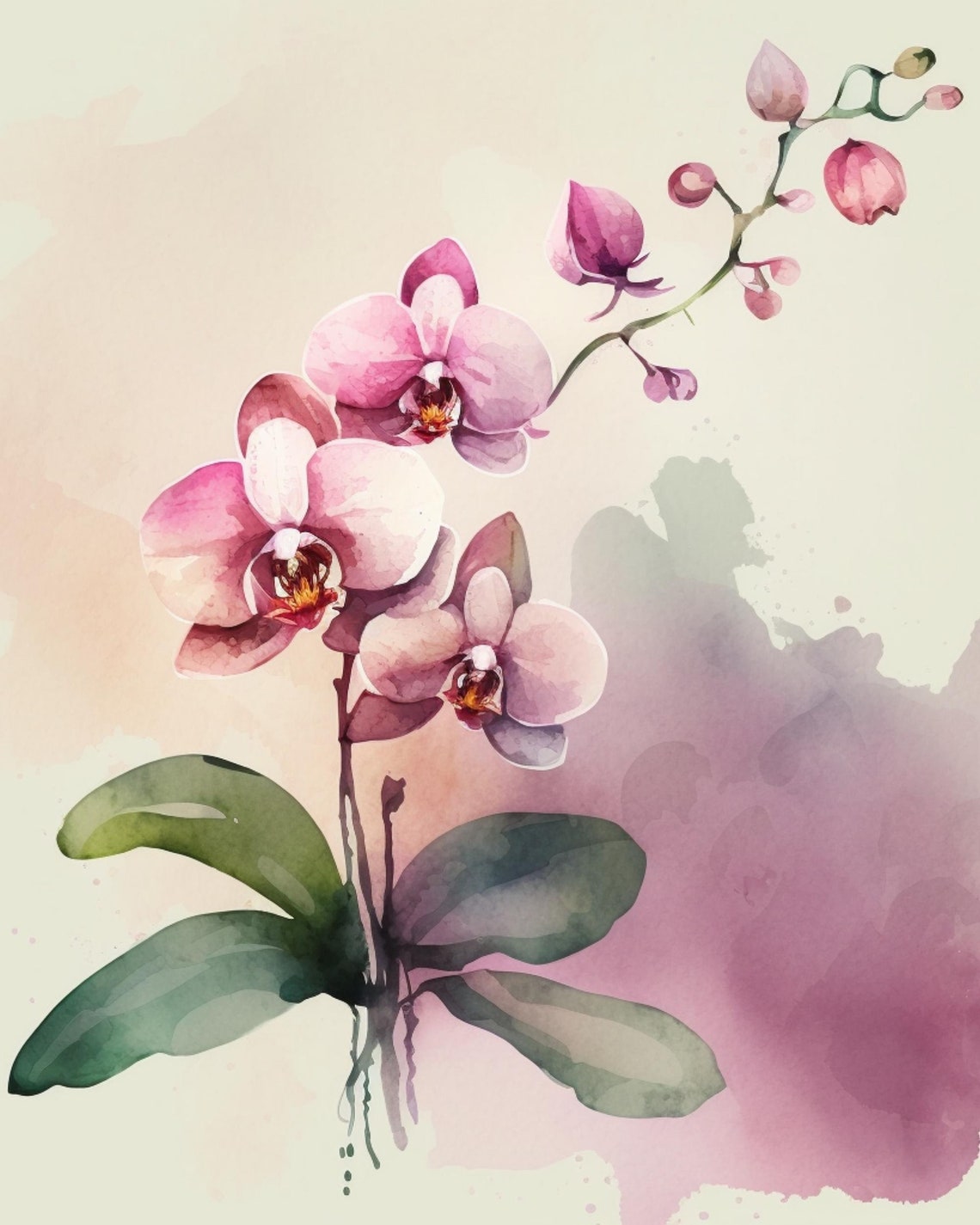 Orchid Painting Set of 4, Original Wall Art, Oil Painting Flower, Art ...