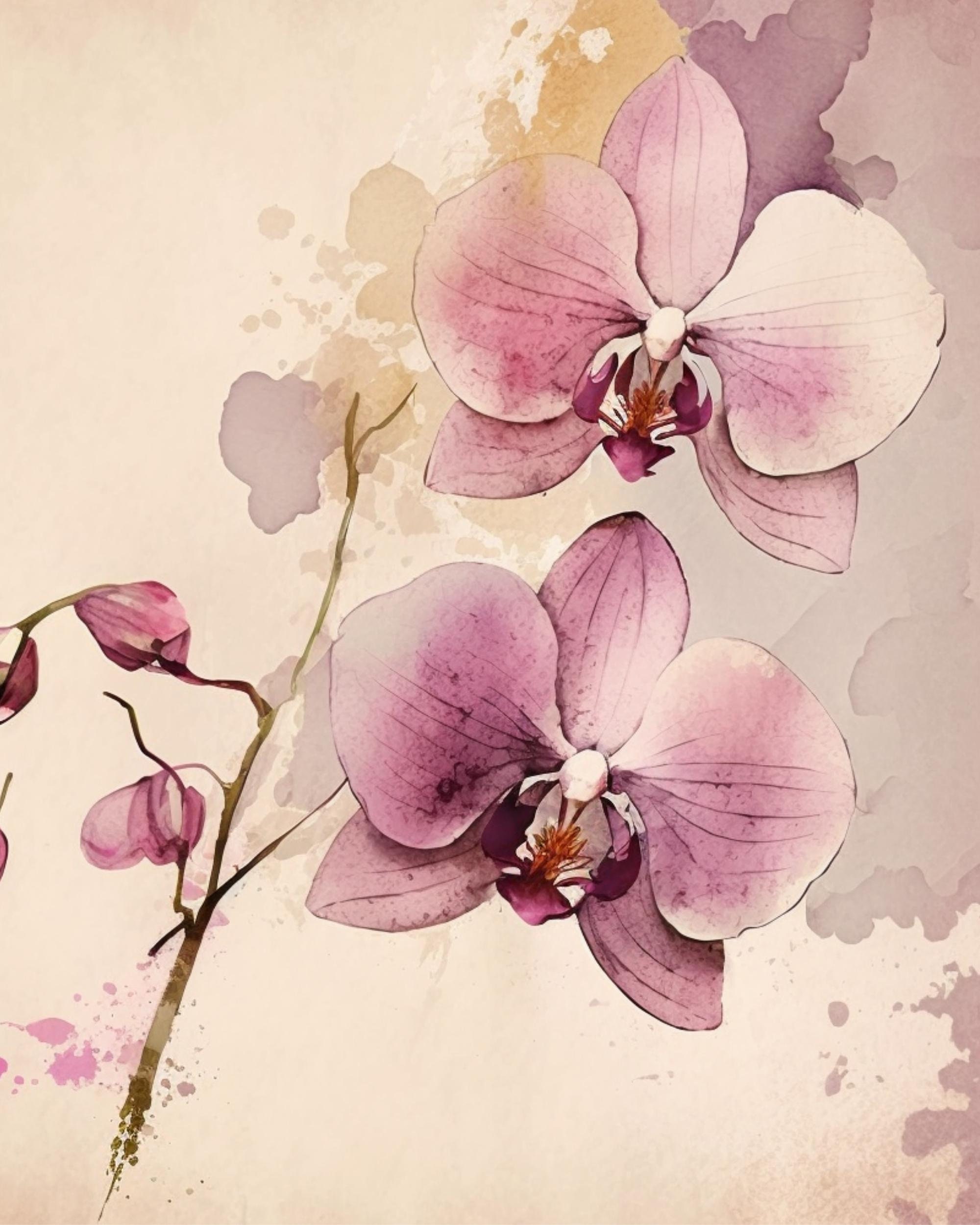 Orchid Painting Set of 4, Original Wall Art, Oil Painting Flower, Art ...