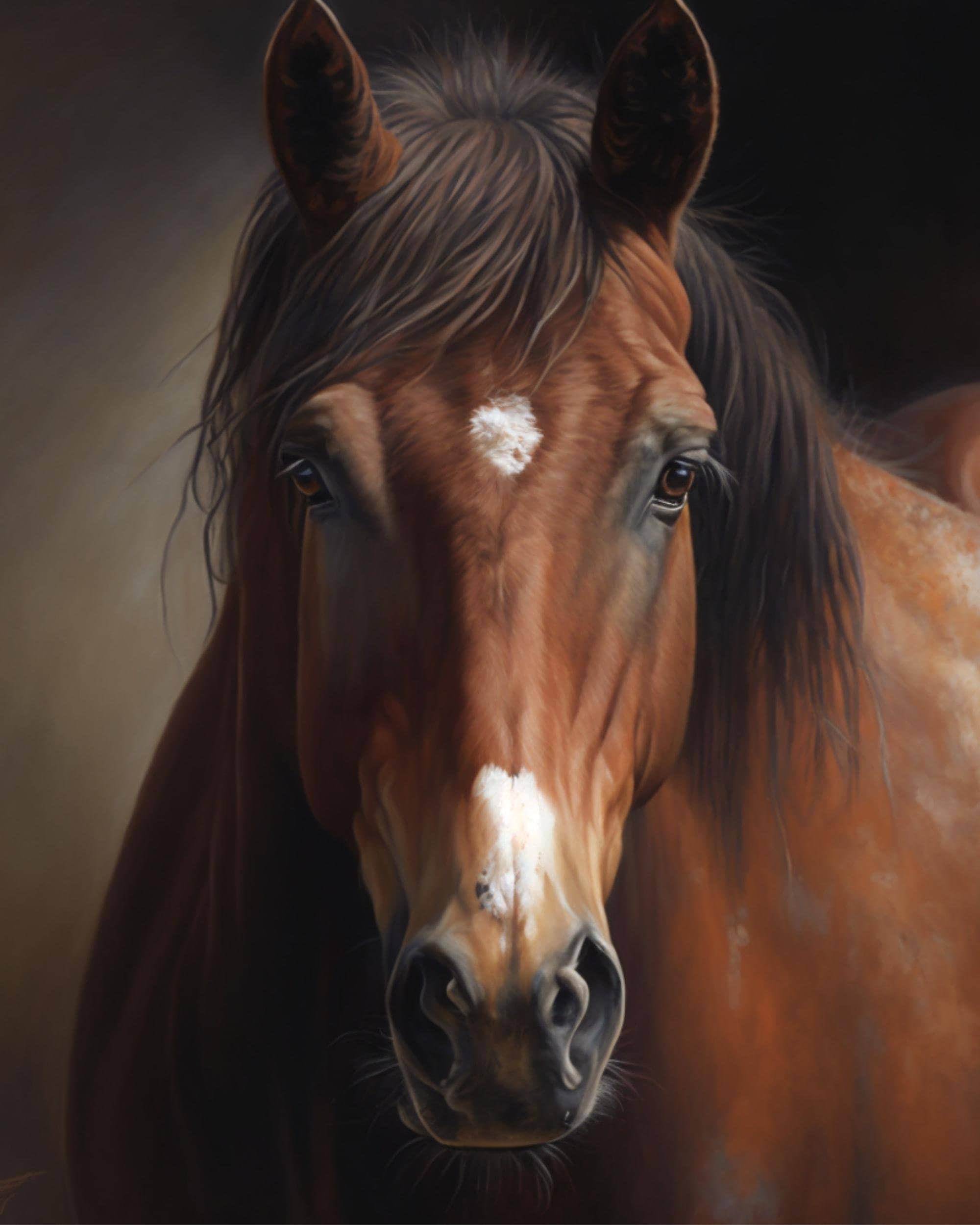 Set of 4 Stunning Horse Portraits | Horses Oil Paintings | Farm Animals ...