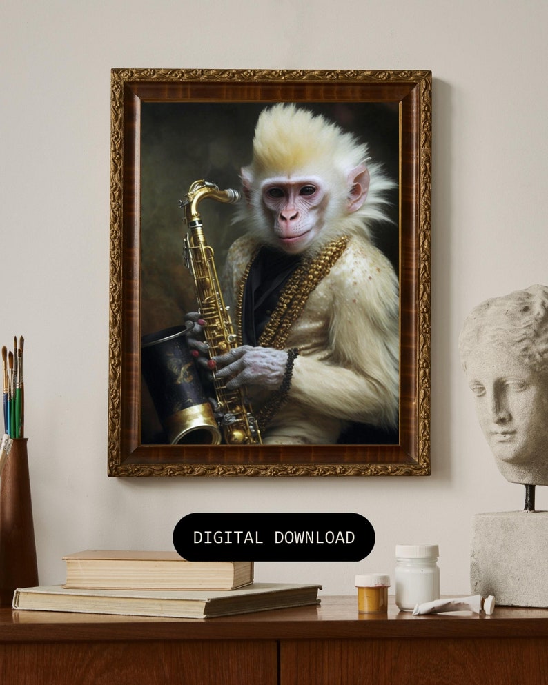 Mothers Day Gifts, Oil Paintings of a Saxophone-playing Monkeys ...