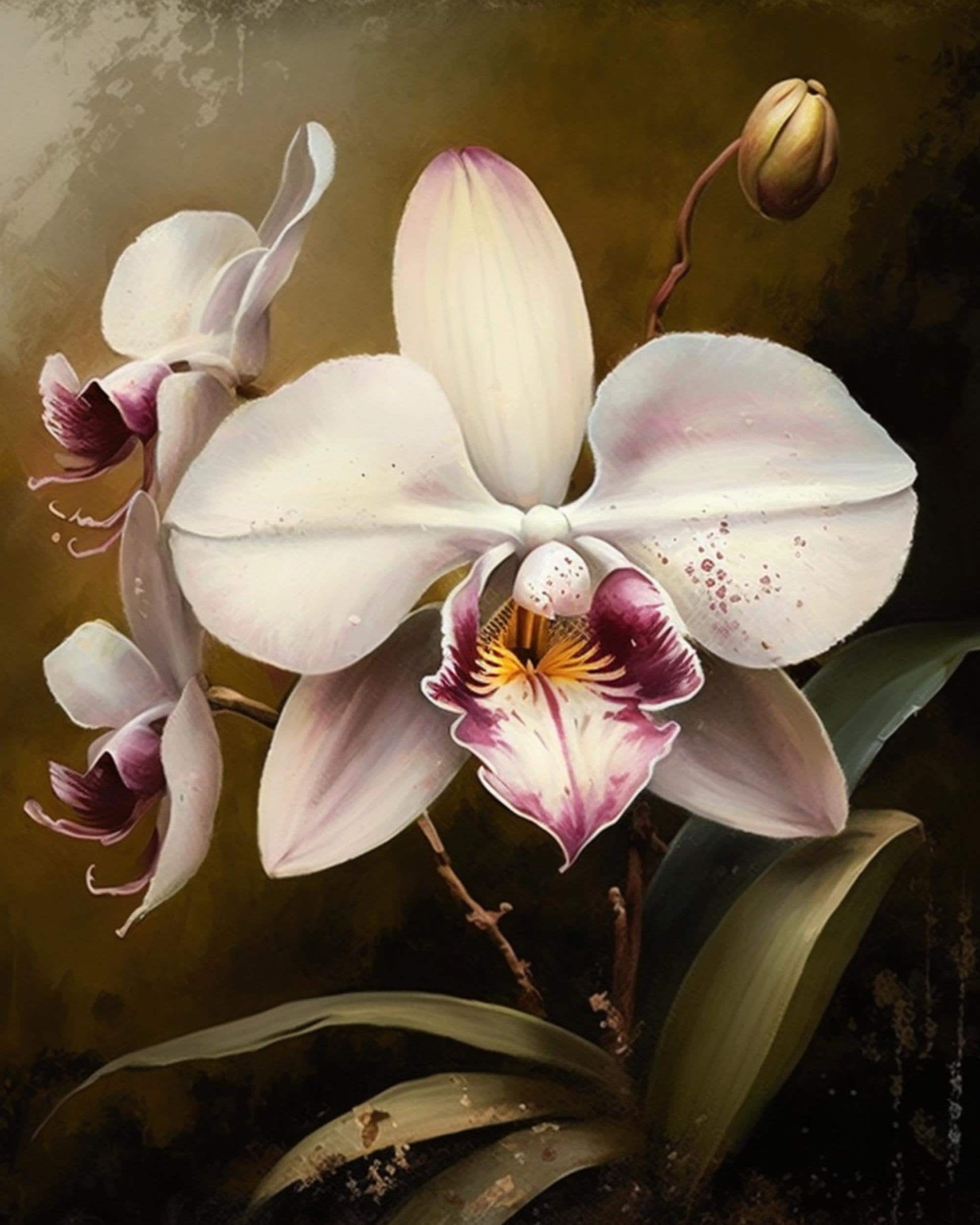 Orchid Painting Set of 4, Original Wall Art, Oil Painting Flower, Art ...