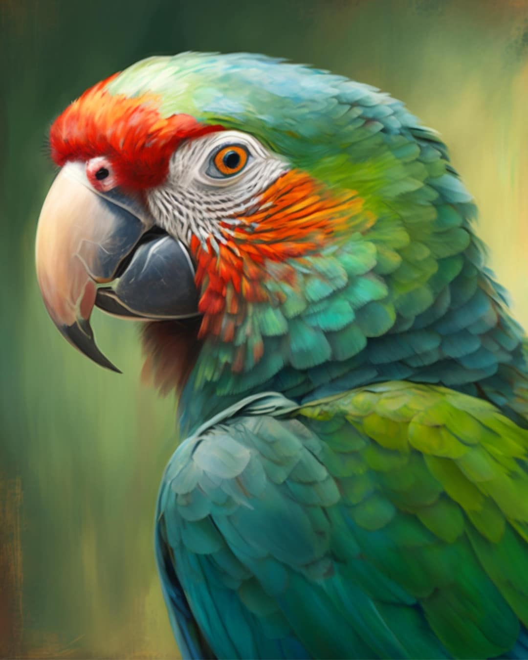 Parrot Oil Paintings Wall Art | Tropical Illustration Poster ...