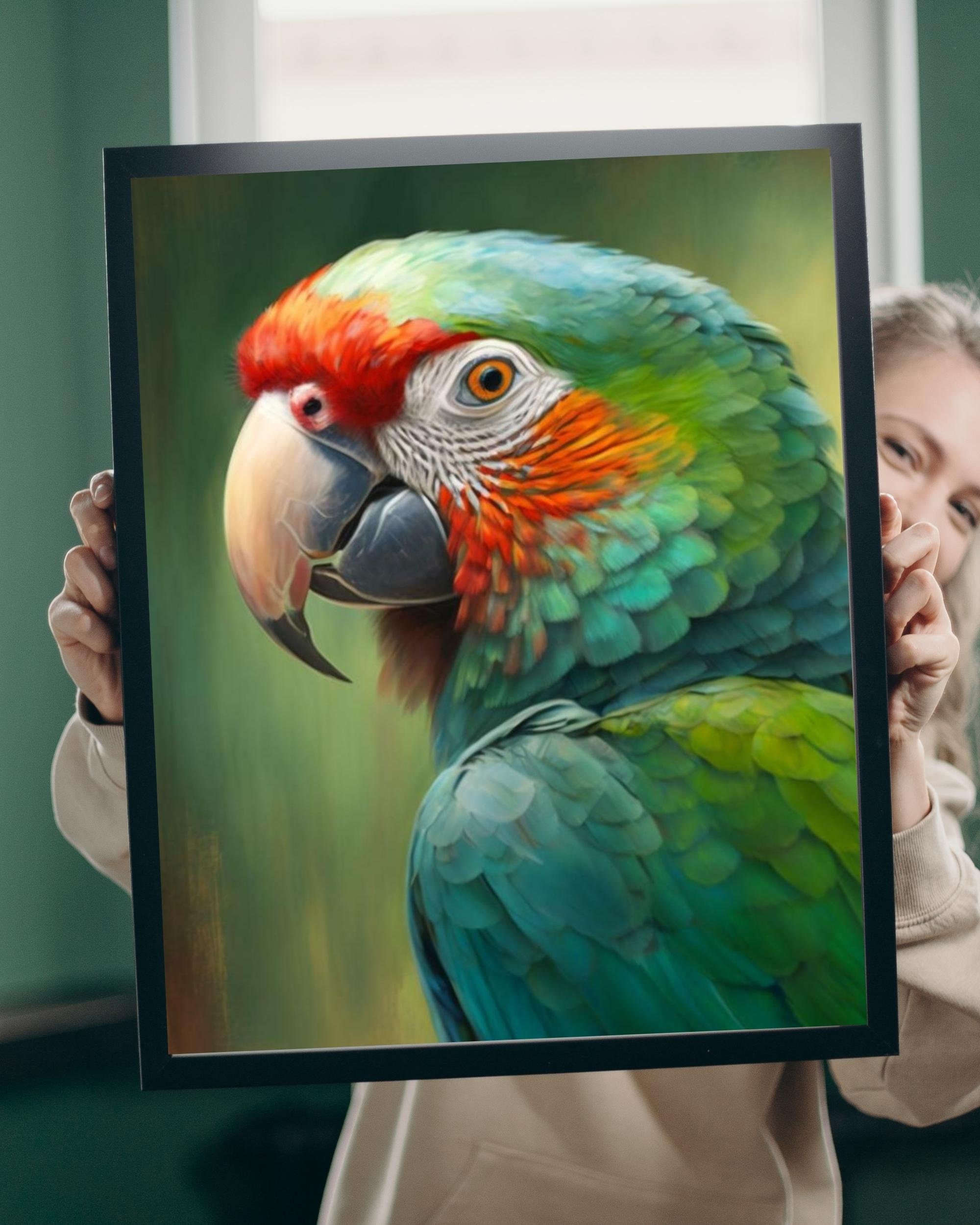 Parrot Oil Paintings Wall Art | Tropical Illustration Poster ...