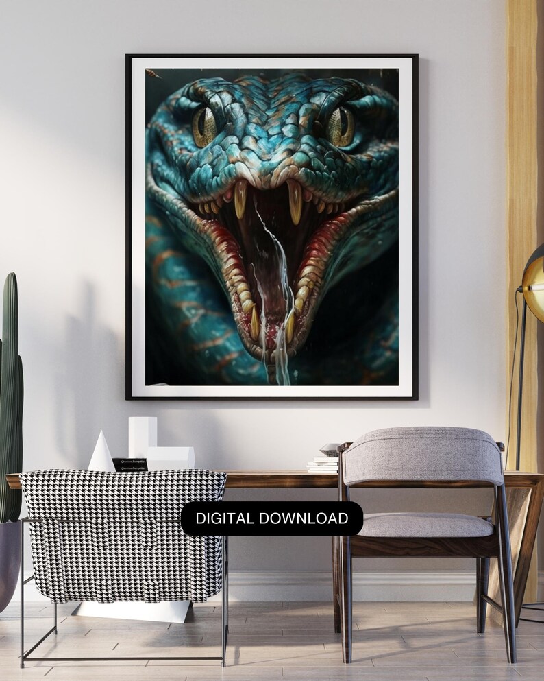 Teeth of the Blue Snake, Oil Painting on Black Background, Abstract ...